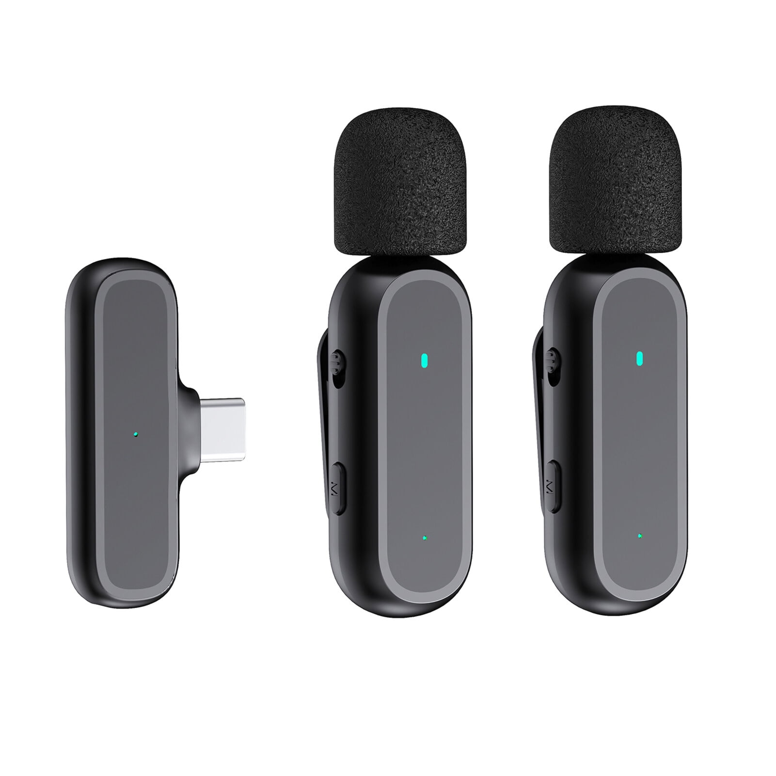 Portable One-trigger-Two Wireless Clip-on Microphone System for Type-C ...