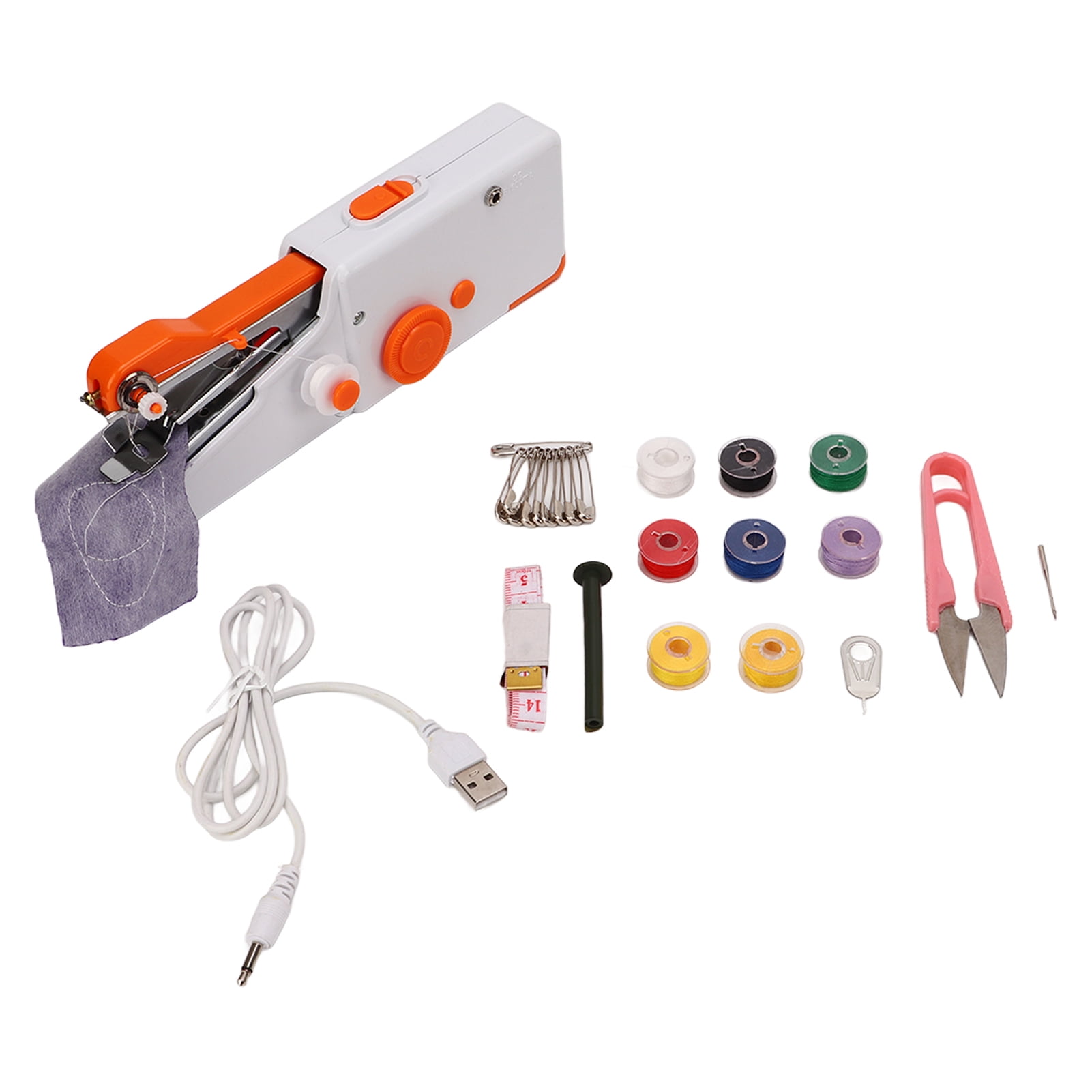 Portable Orange Handheld Sewing Machine, Mini Electric Sewing Machine ...