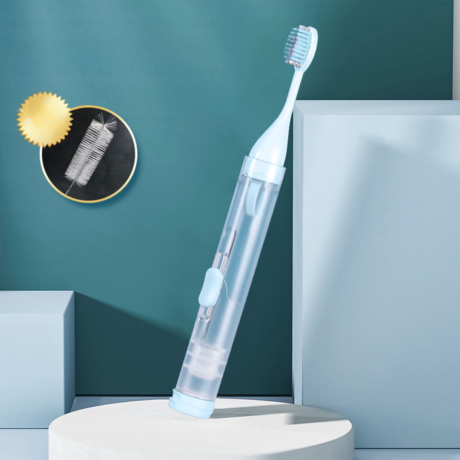 Portable Orthodontic 2 In 1 Folding Travel Toothbrush, With Toothpaste ...