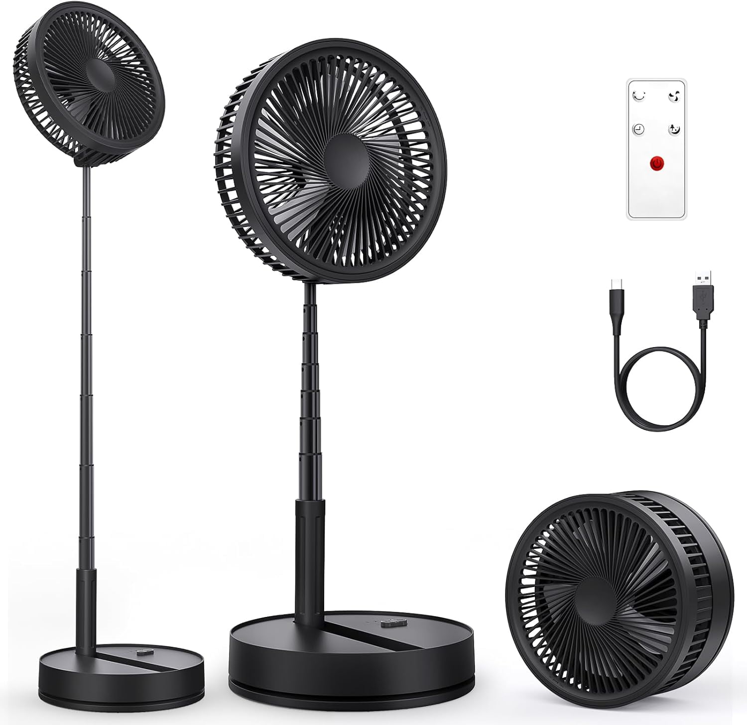 Portable Oscillating Travel Fan with Remote - 7200mAh Rechargeable ...