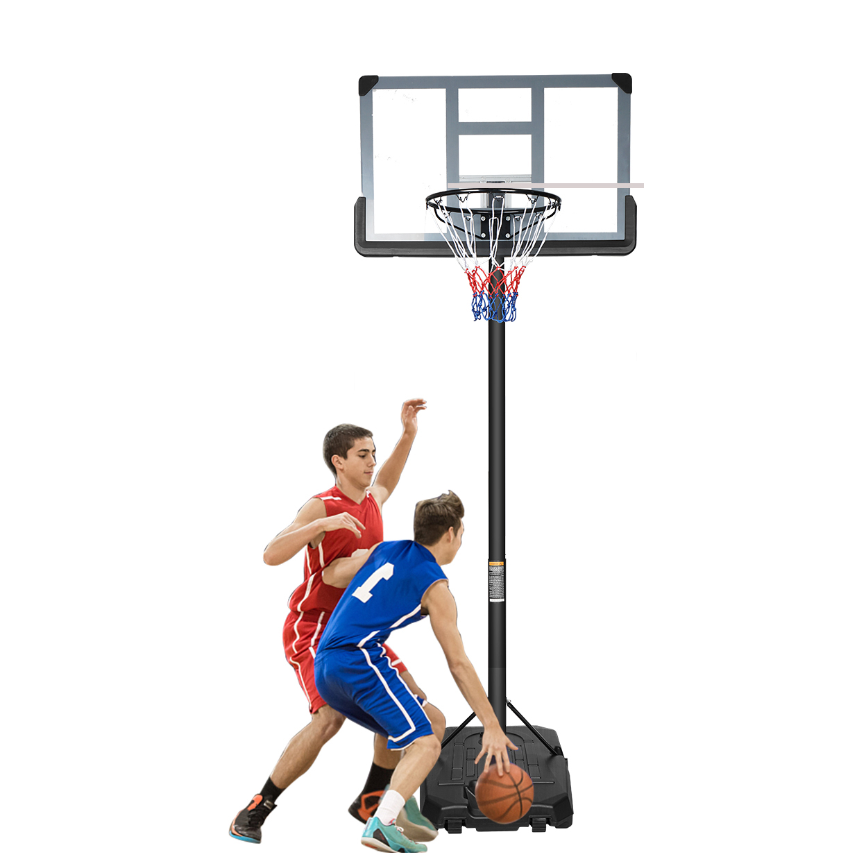 Portable Outdoor Basketball Hoop System with 44 Inch Shatterproof ...
