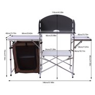 BENTISM Outdoor Foldable Camping Kitchen Table, Portable Cook Station ...