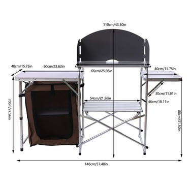 BENTISM Outdoor Foldable Camping Kitchen Table, Portable Cook Station ...