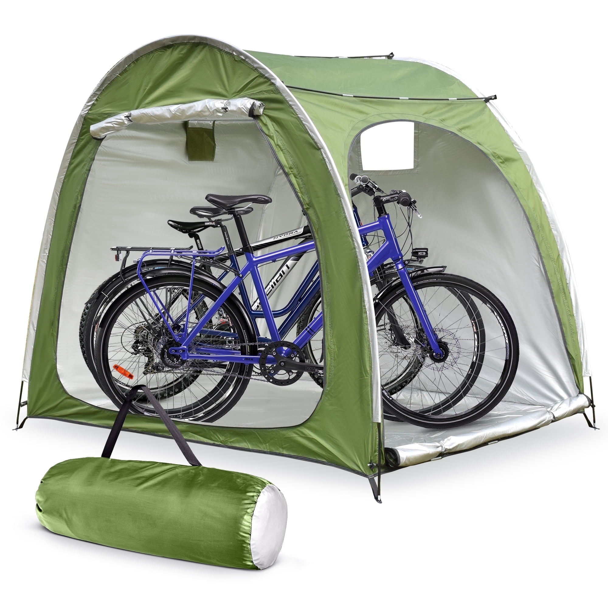 Portable Outdoor Cycling Bike Storage Shed Tent Green Double Door Thick ...