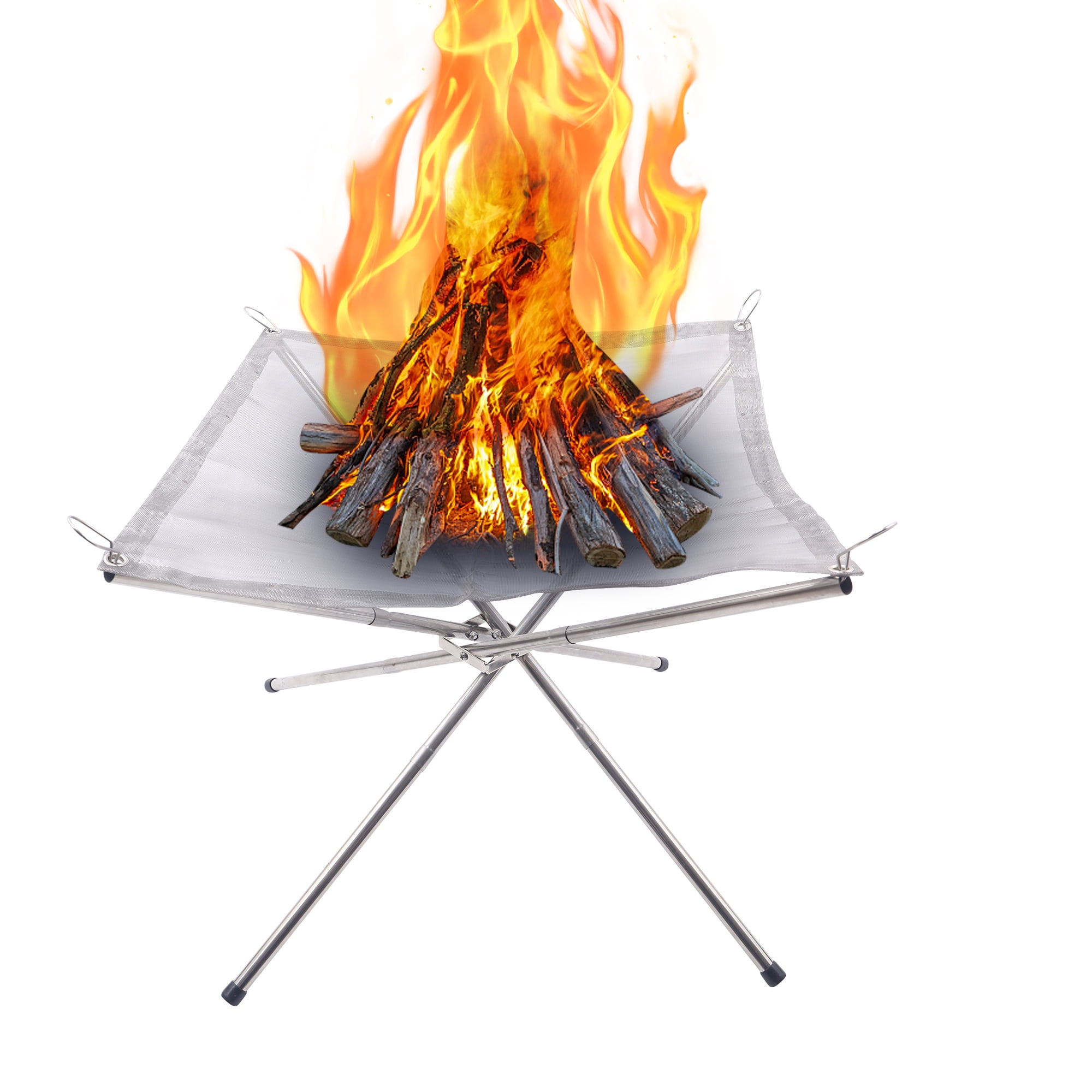 TUTIUM 16.5" x 16.5" Stainless Steel Fire Pit Stand Portable Foldable ...