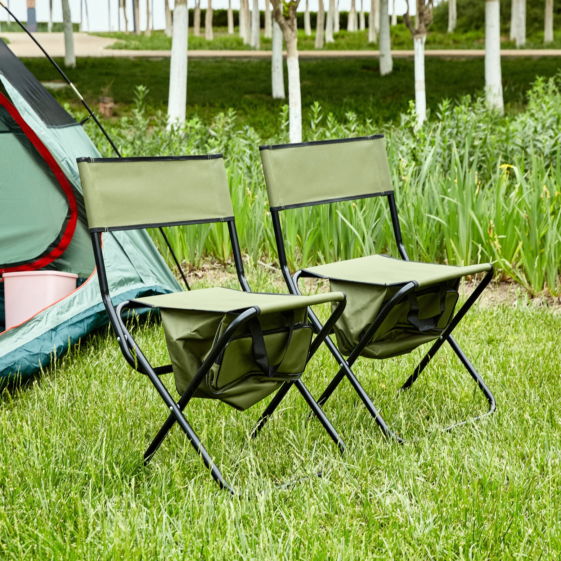 Portable Outdoor Fishing Chair With Storage Pouch - , 280lbs Capacity ...