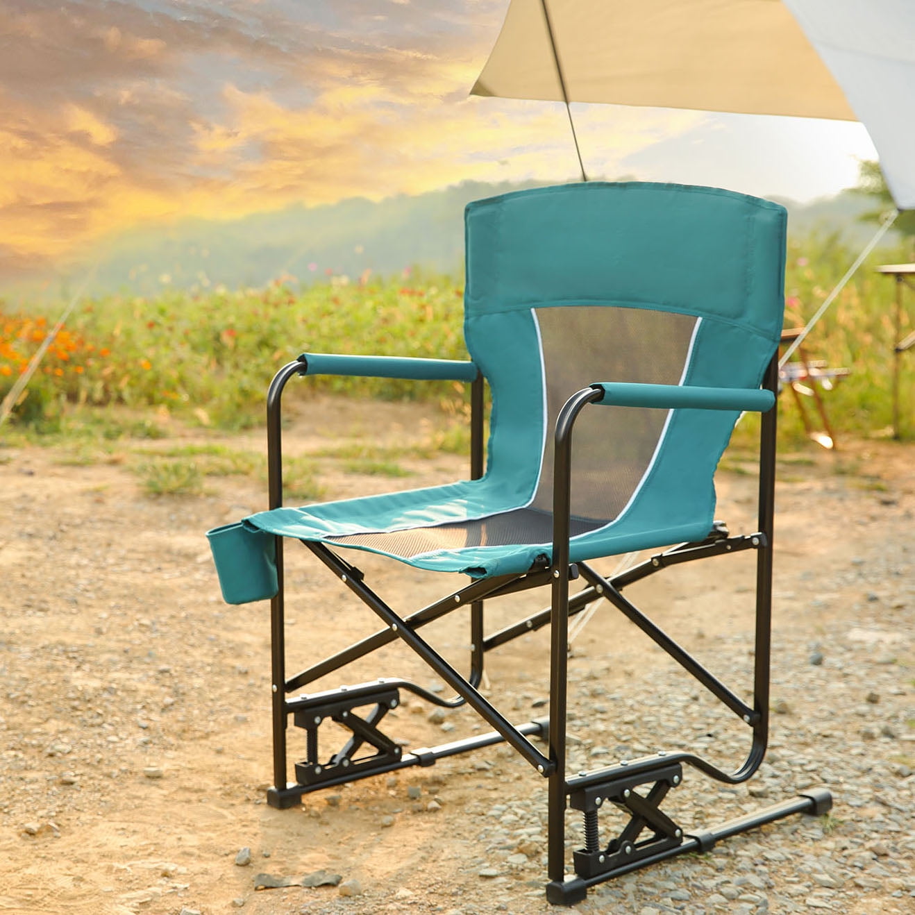 Portable Outdoor Freestyle Rocker Camping Chair in Stylish Grey with ...