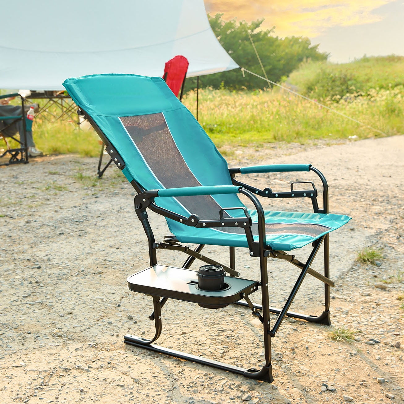 Portable Outdoor Freestyle Rocker Camping Chair in Stylish Grey with ...