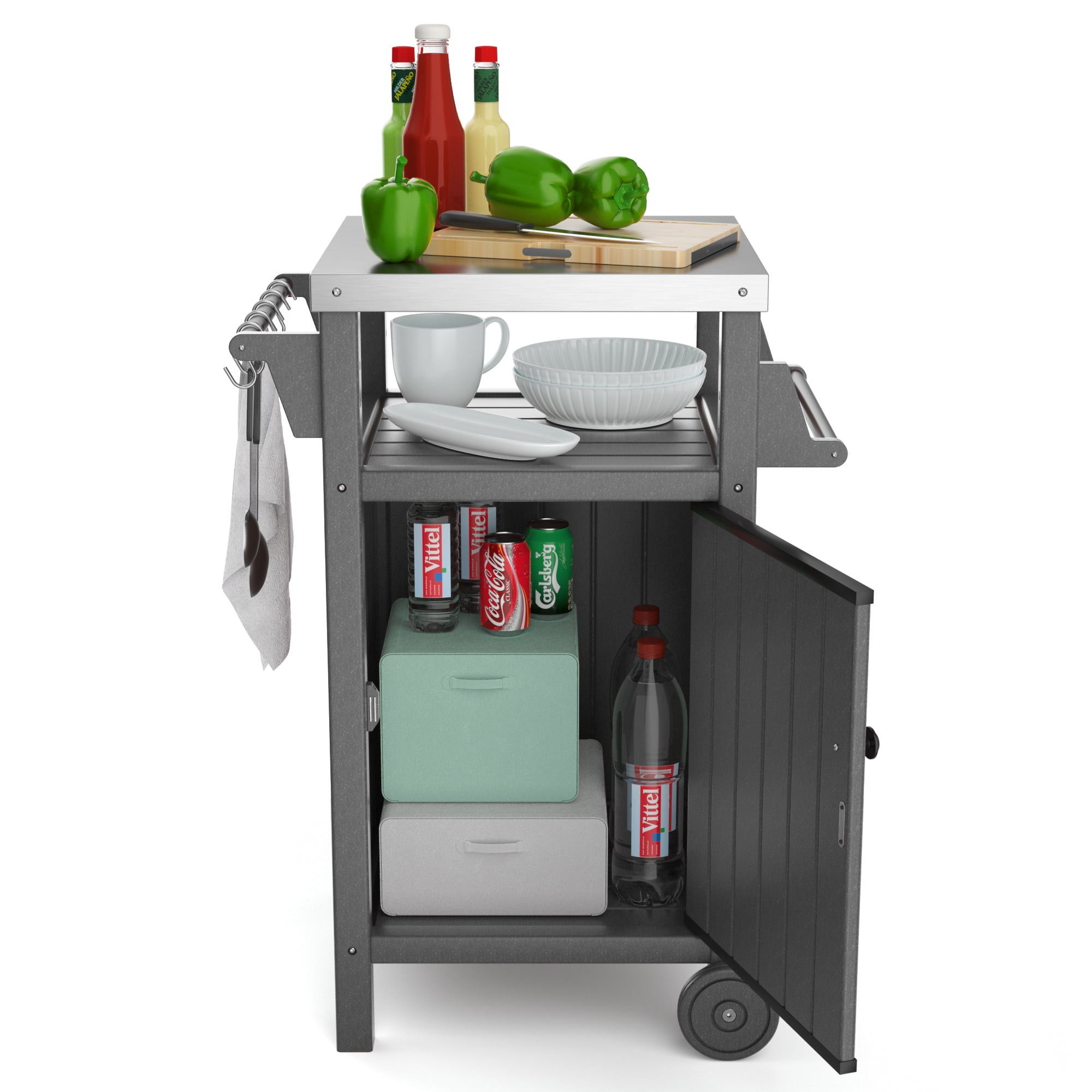 Portable Outdoor Grill Cart with Stainless Steel Top – All-Weather BBQ ...