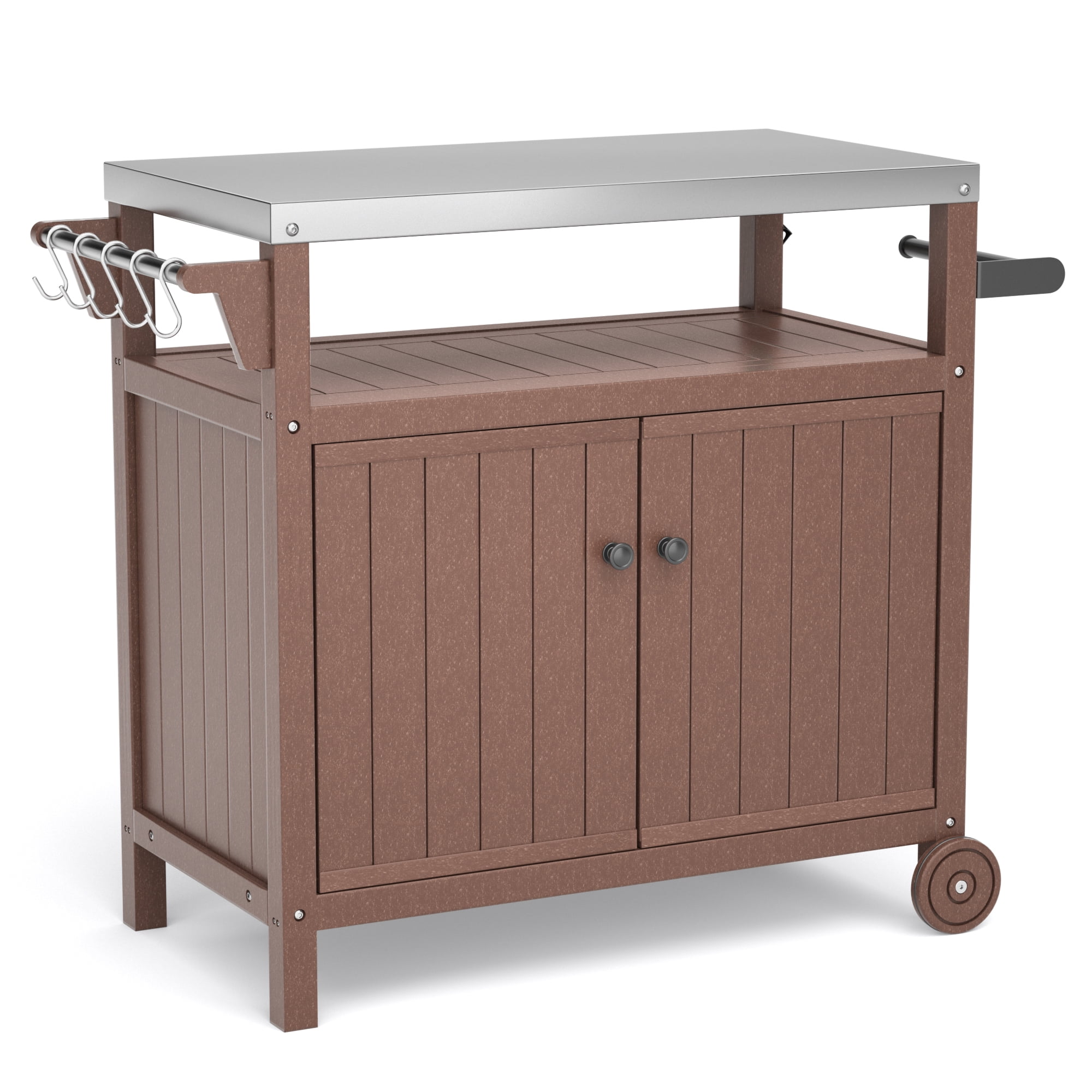 Portable Outdoor Grill Prep Table with Storage, Big Stainless Steel ...