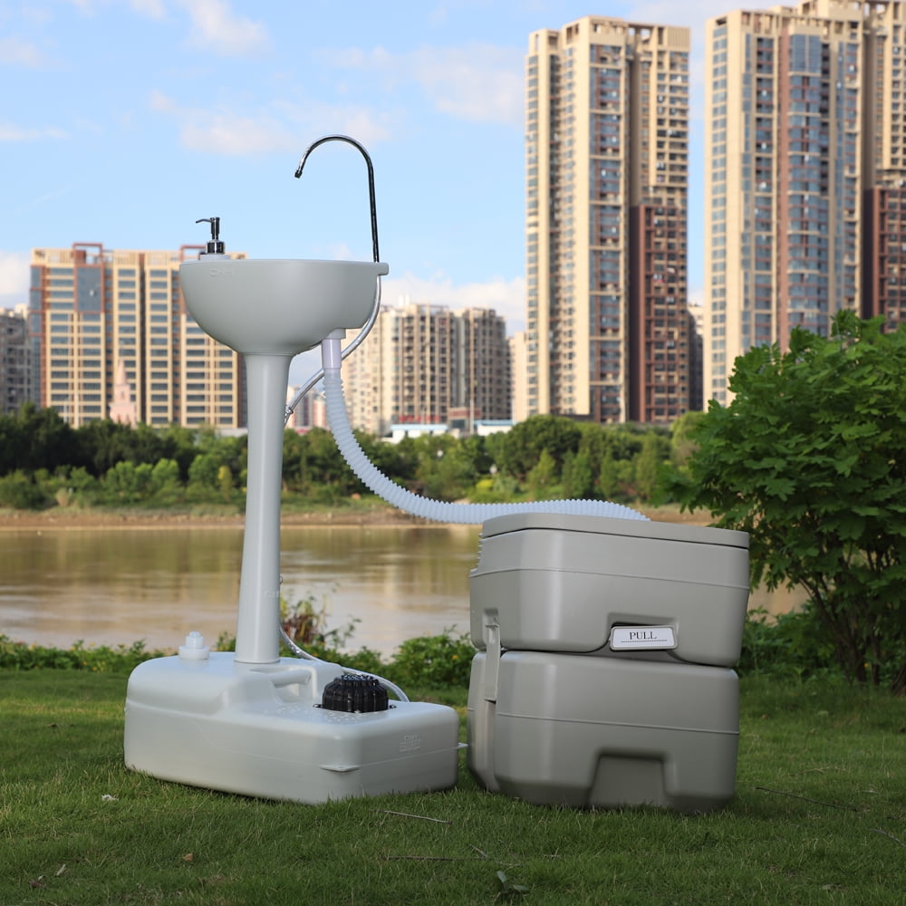 Portable Outdoor Hand Sink & Toilet Combo - HDPE Foot Pedal Design w ...