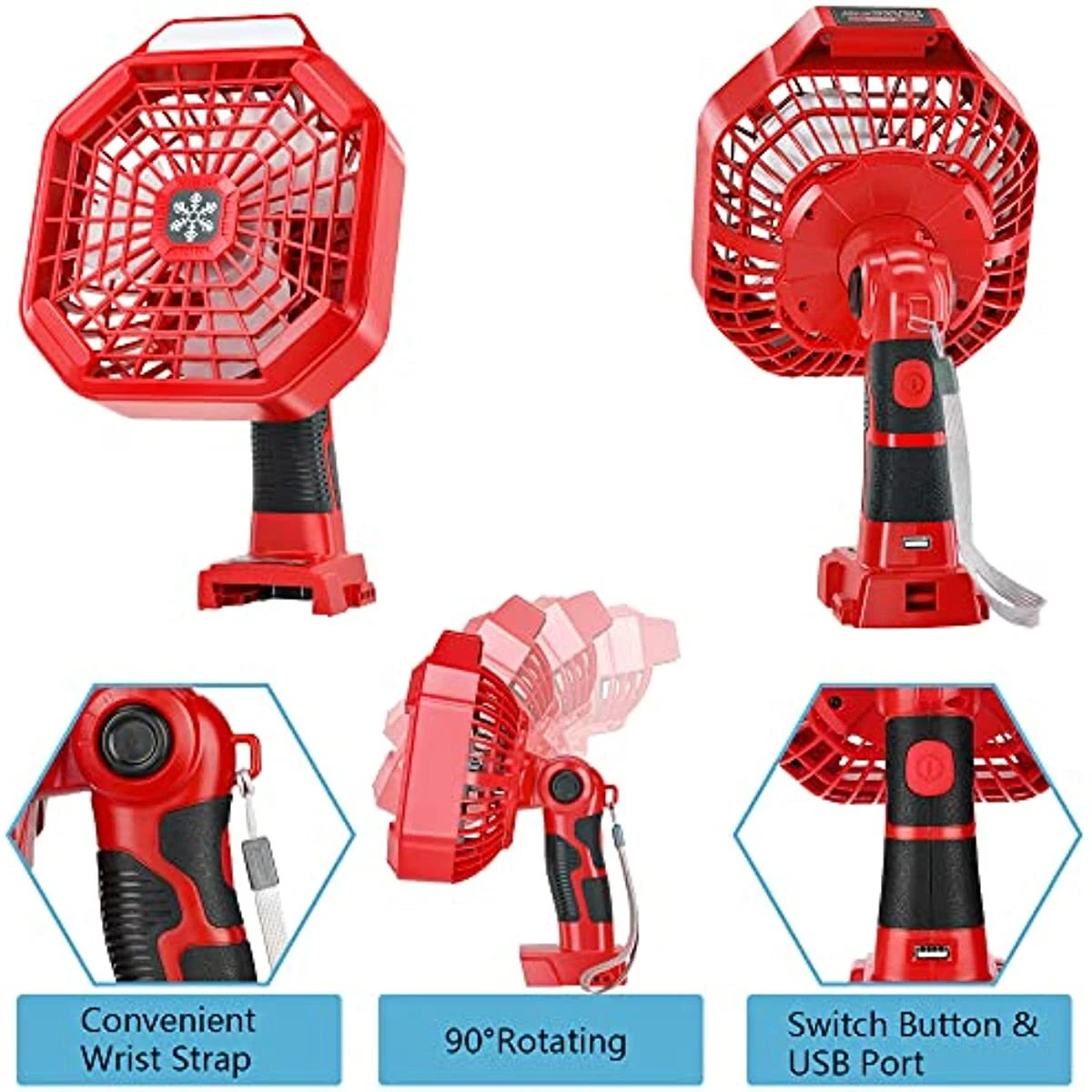 Portable Outdoor Jobsite Fan for Milwaukee 18V Li-ion Battery With ...