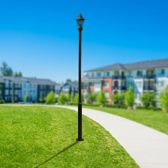 Portable Outdoor Light Pole with Foundation Frame, Heavy-Duty Street ...