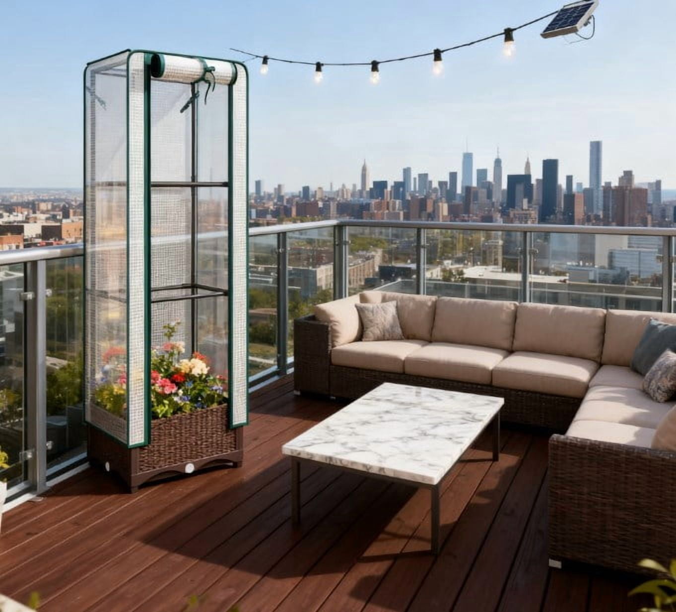 Portable Outdoor Plant Box, Garden Bed with Trellis and Cover, Drainage ...