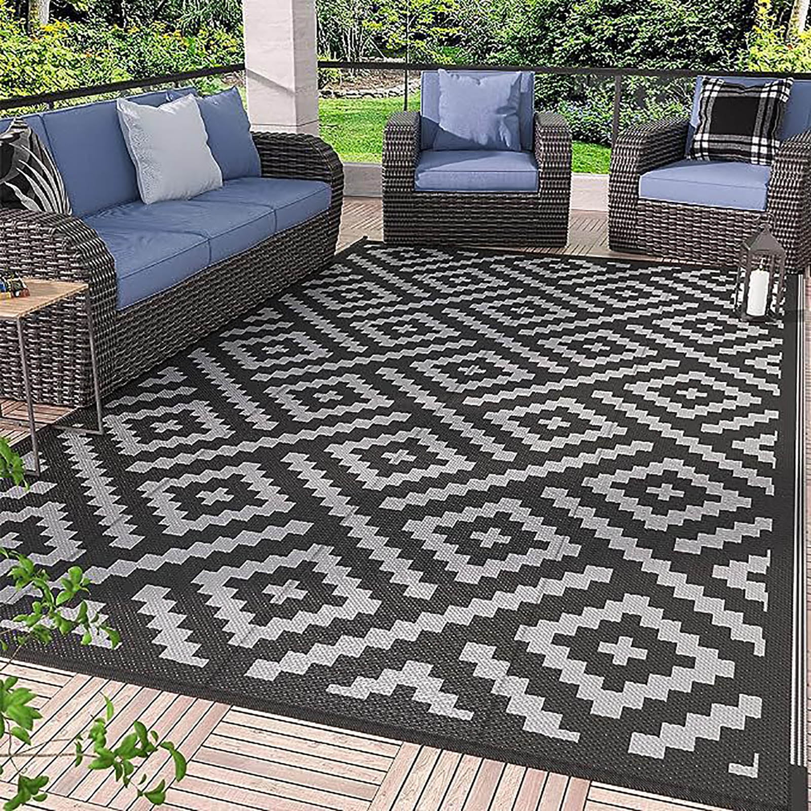 Portable Outdoor Rug for Patio,Waterproof Camping Rugs,Reversible ...