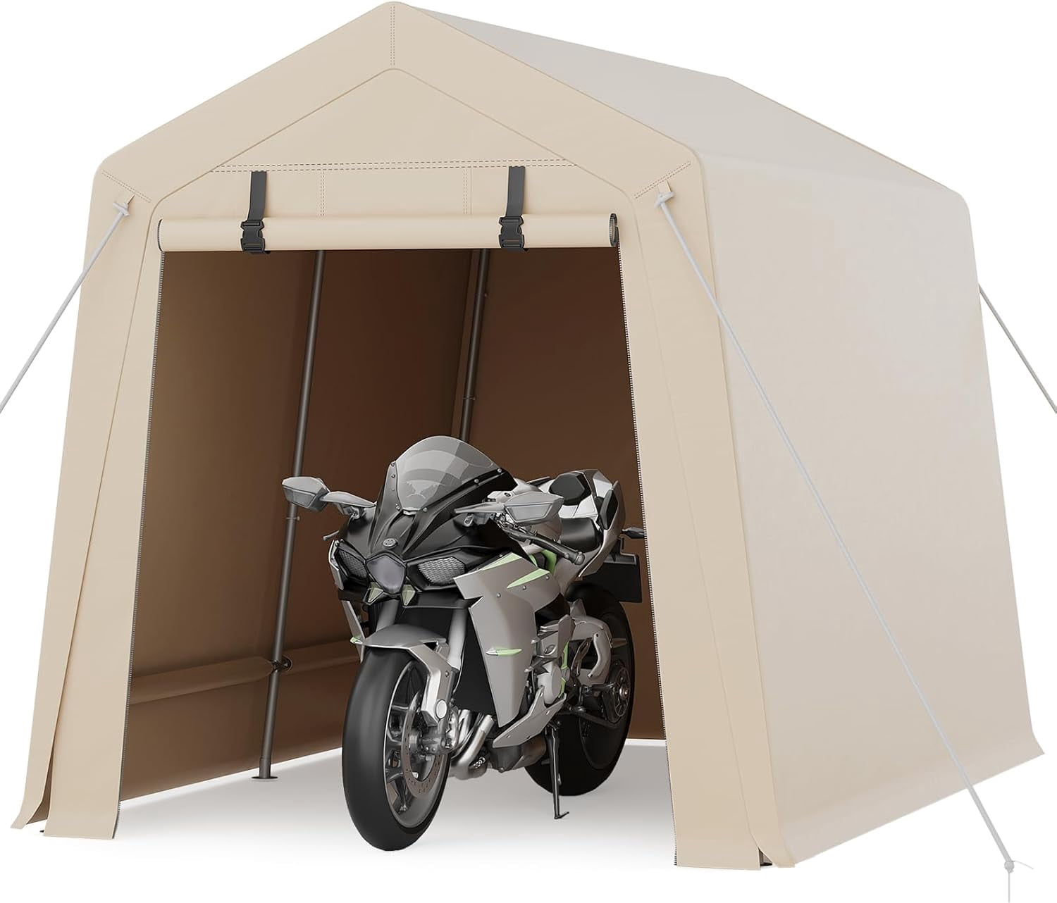Portable Outdoor Storage Shed with Roll-Up Zipper Door & Vents, 240G ...