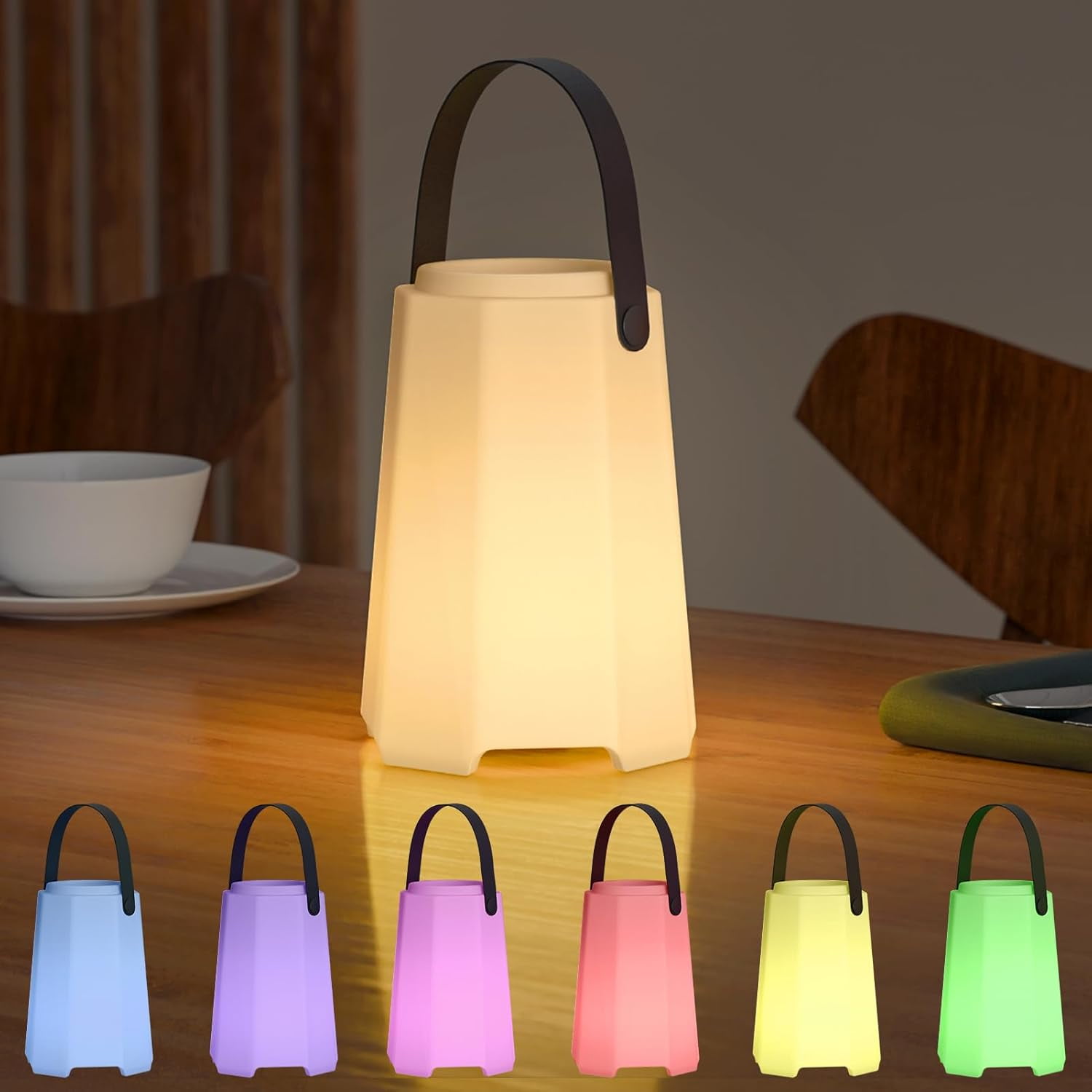 Outdoor Table Lamp, Cordless Rechargeable Outdoor Table Lanterns RGB ...