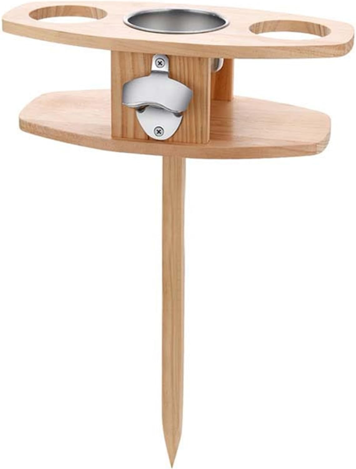 Portable Outdoor Wooden Picnic Table: Detachable Drink Holder Stakes ...