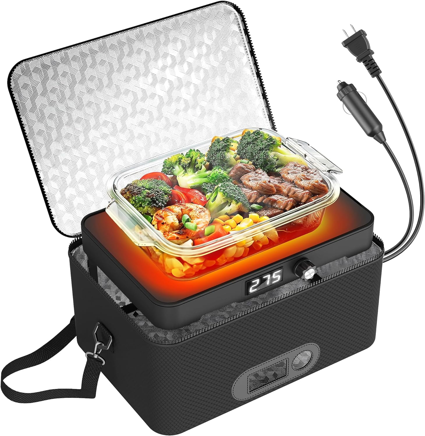 Portable Oven, 12V 24V 110V-240V Car Food Warmer Portable Personal Mini ...