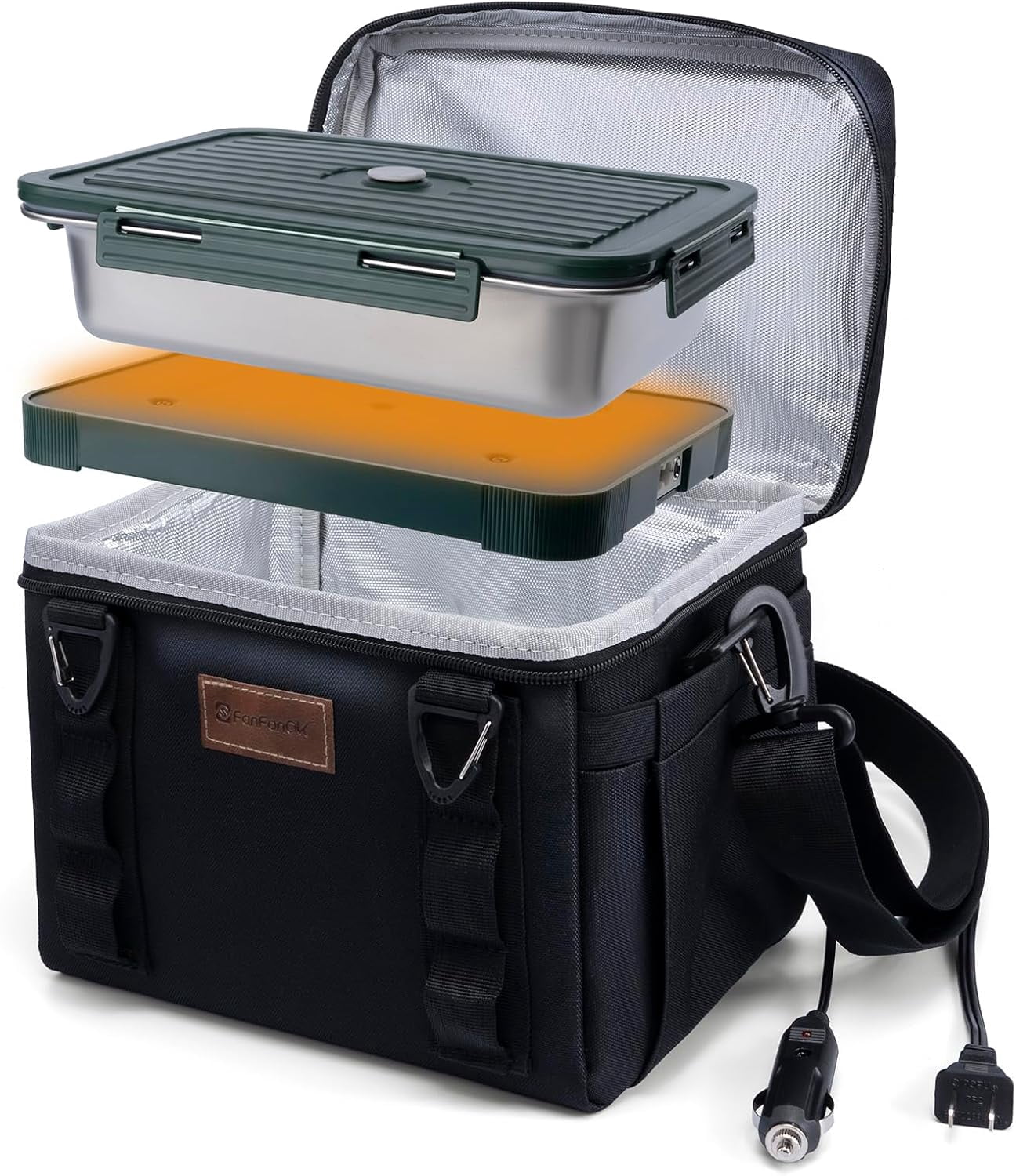 Portable Oven Food Warmer, 12V/24V/110V Electric Lunch Box Food Heater ...