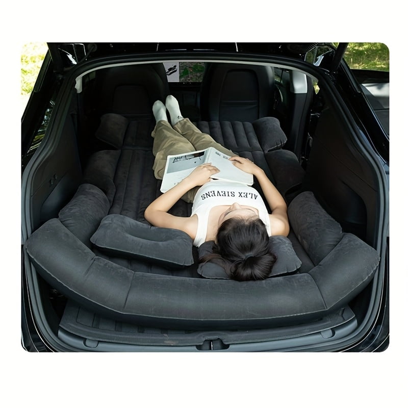 Portable PVC Flocking Blue Inflatable Car Bed - Rectangular Air Cushion ...