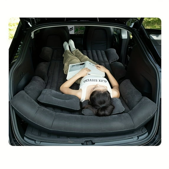 Portable PVC Flocking Blue Inflatable Car Bed - Rectangular Air Cushion ...