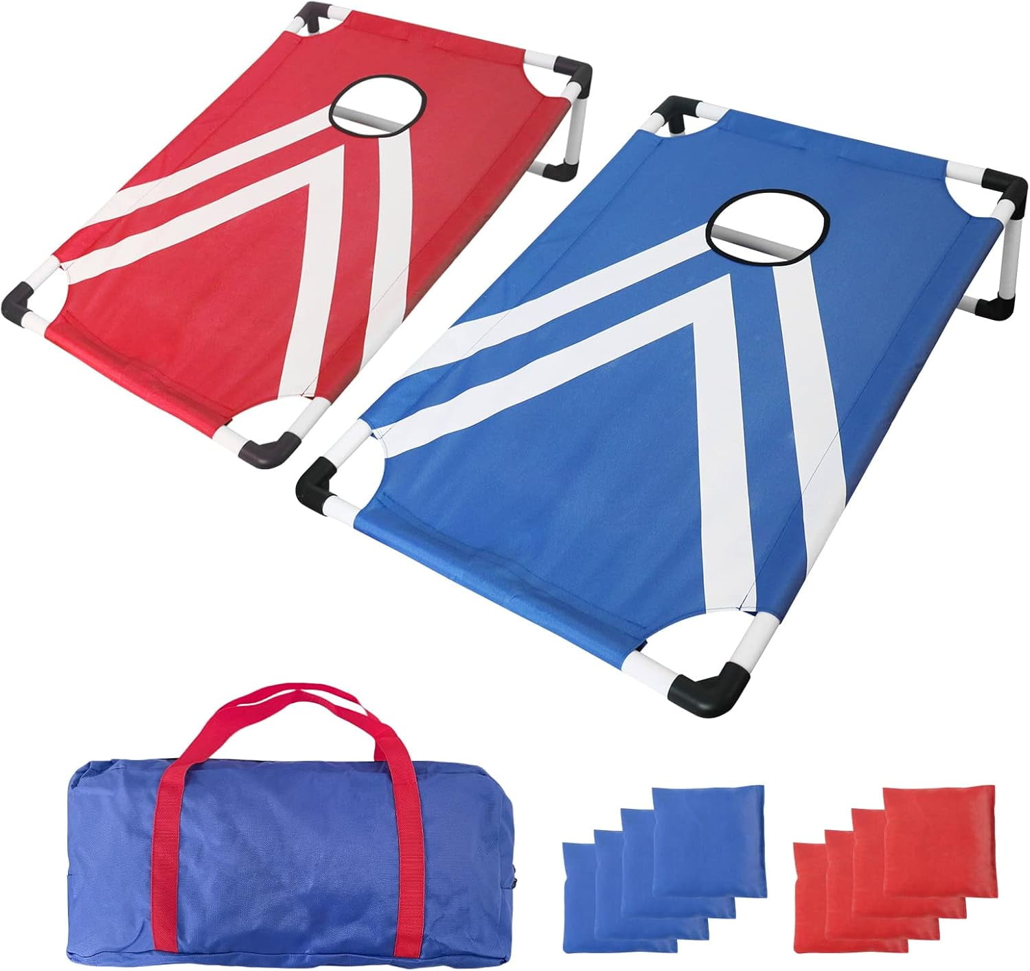 Portable PVC Framed Cornhole Game Set with 2 Collapsible Cornhole ...