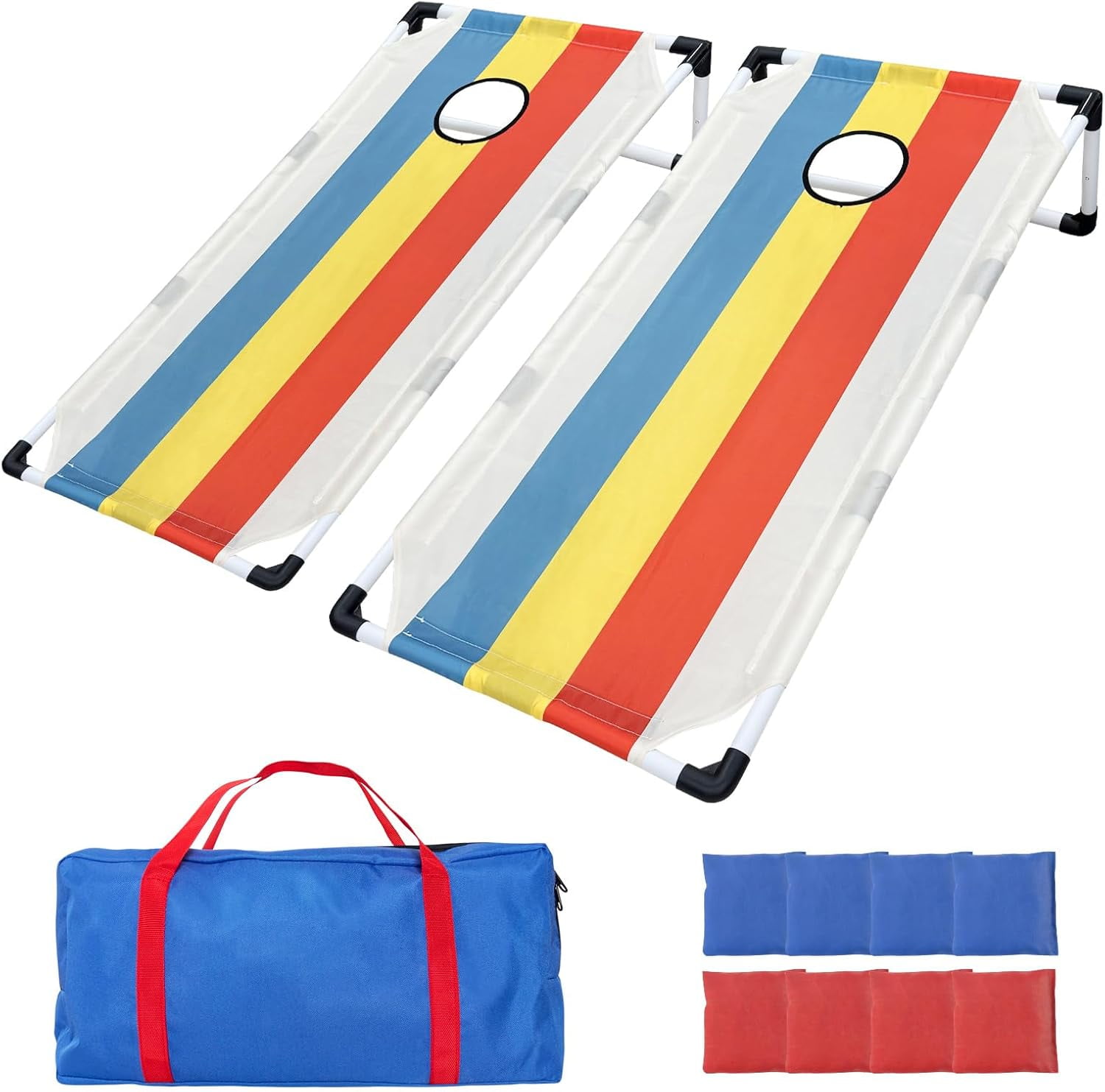 Portable PVC Framed Cornhole Game Set with 2 Collapsible Cornhole ...