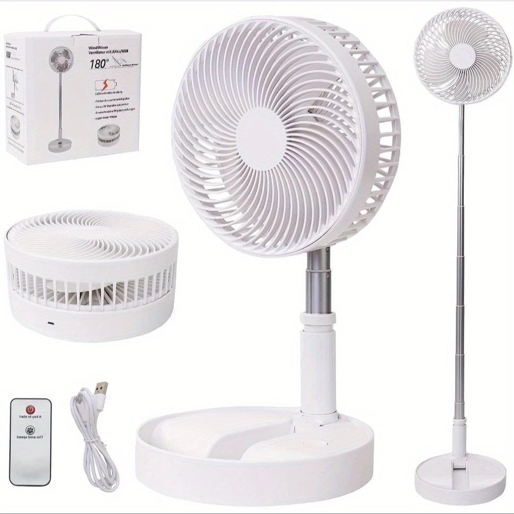 Portable Pedestal Fan, Foldaway Standing Fan Foldable Desk Fan, Remote ...