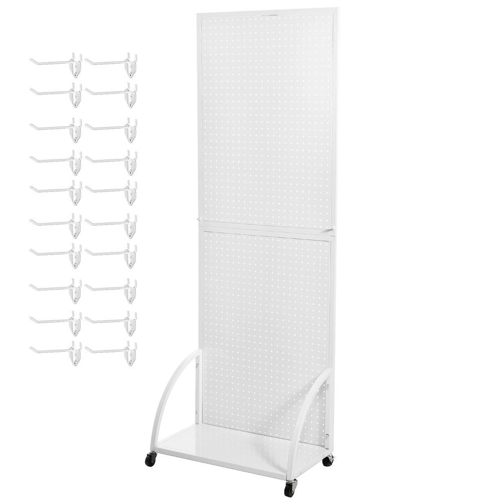 Portable Pegboard Display Stand with Wheels, Metal Craft Peg Board for ...