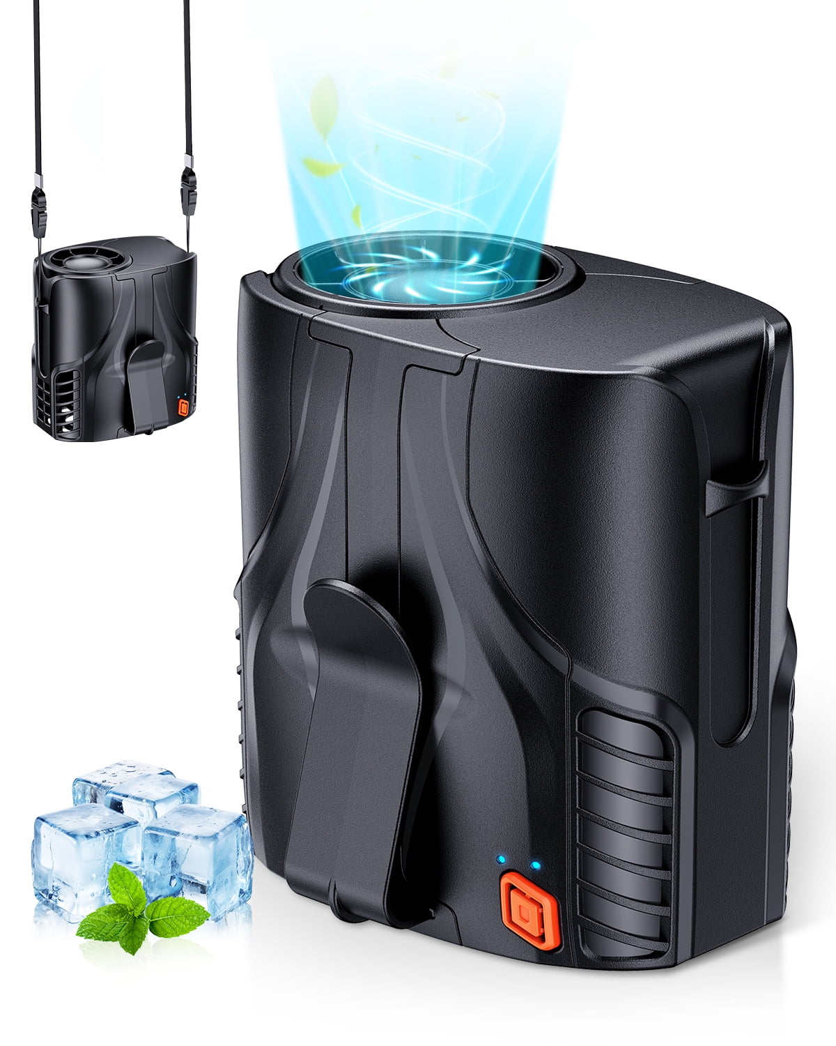 Portable Personal Waist Fan& Neck Fan, 14000RPM Brushless Motor, 40H Runtime Rechargeable, 6 ...