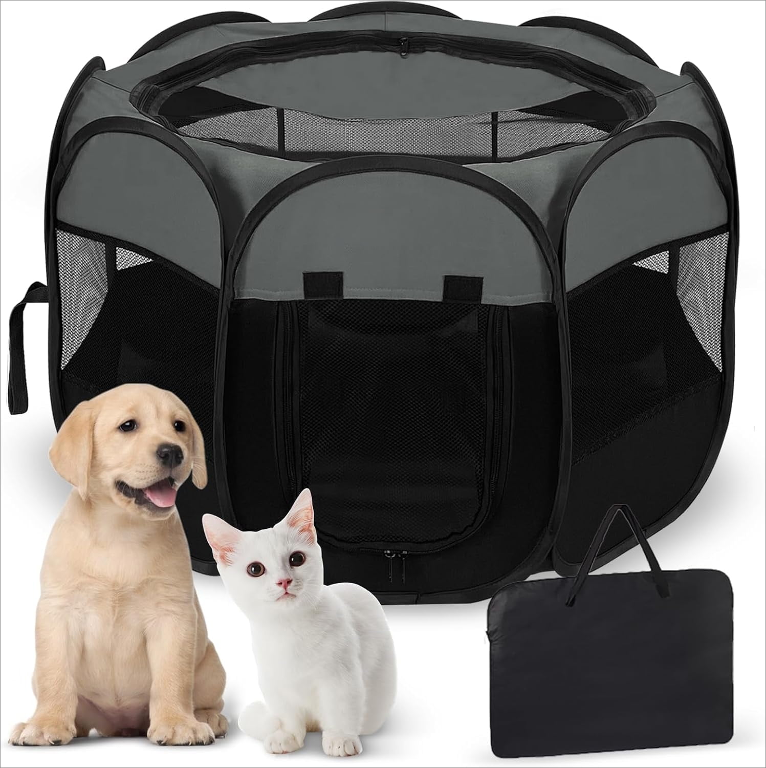 Portable Pet Cat Playpen for Indoor Cats Enclosed, Foldable Small Dog ...