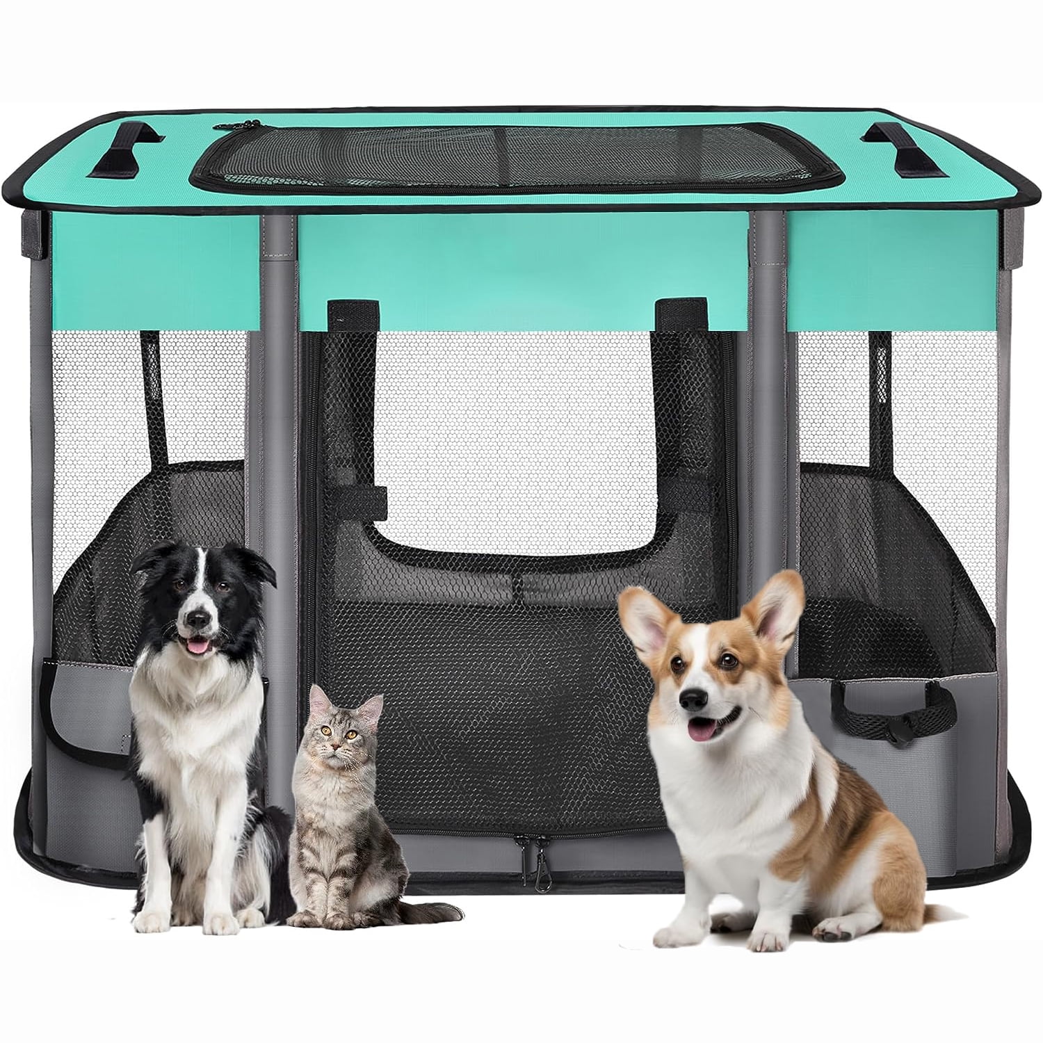 Portable Pet Playpen, Dog Playpen, Foldable Exercise Play Tent Kennel ...