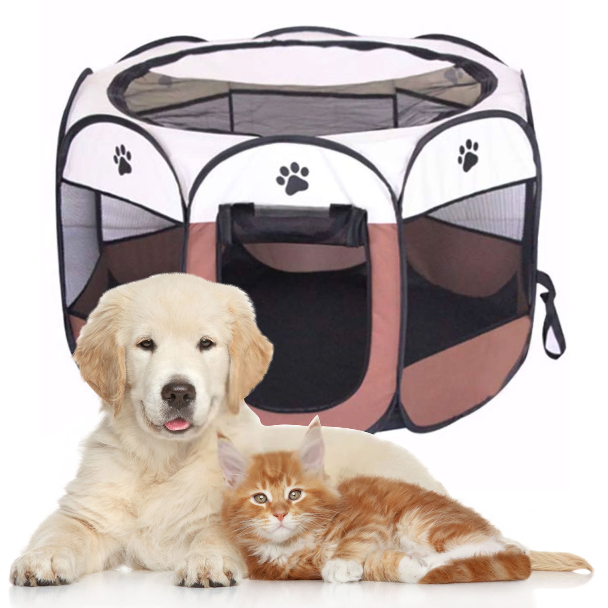 Portable Pet Playpen, Foldable Pop-up Dog Kennel Tent for Cat Puppy ...