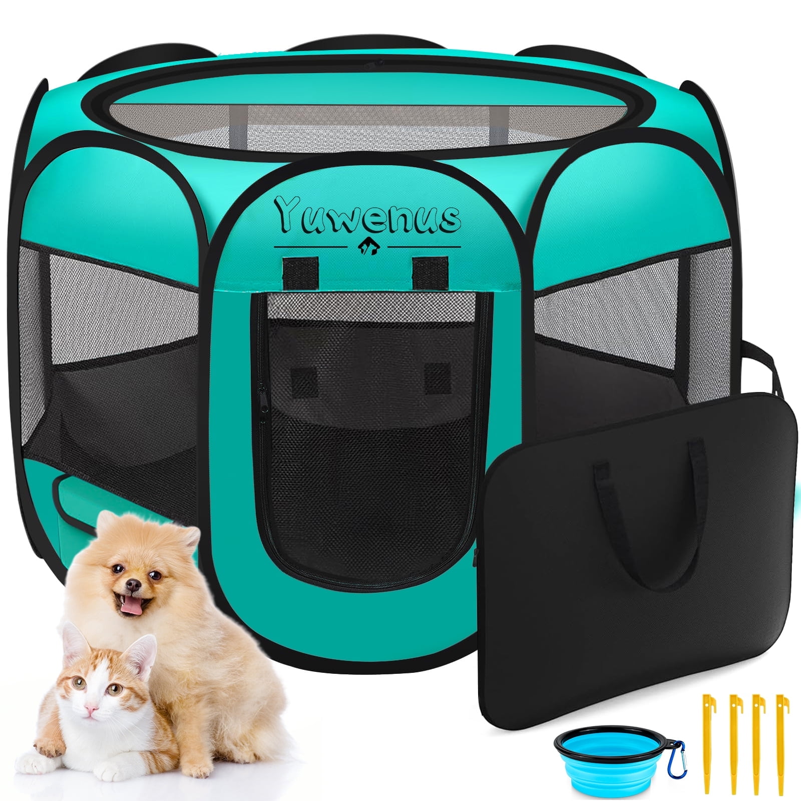 YUWENUS Portable Pet Playpen, 44x34-Inch, Foldable for Travel, with ...