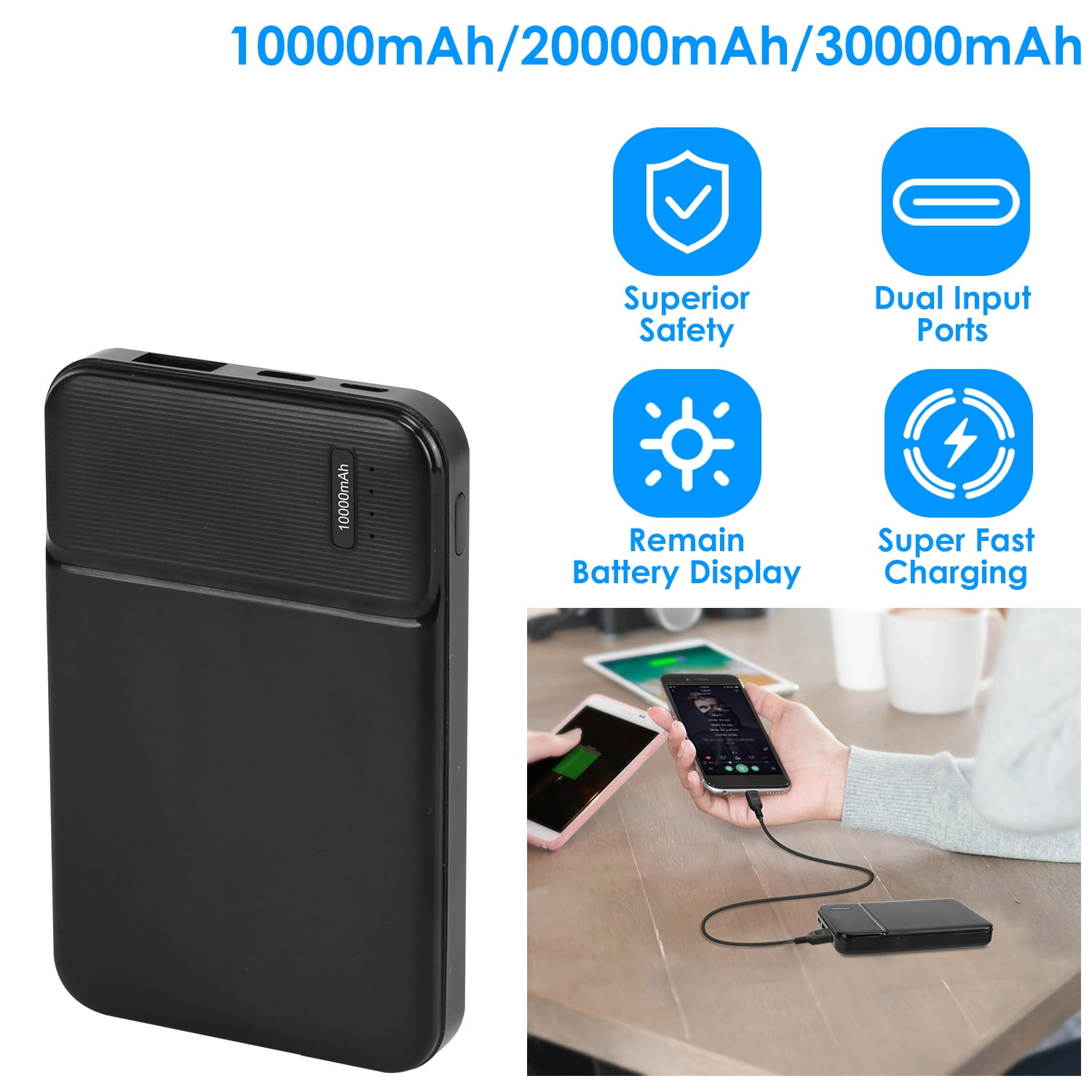 Portable Phone Charger Teqhome 10000mAh Power Bank with 1 USB 1 Type-C ...