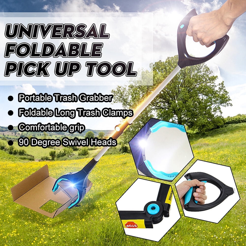 Portable Pick Up Tool Reacher Grabber Foldable Long Trash Clamps 33 ...