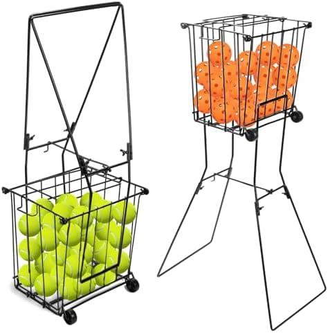 Portable Pickleball Tennis Ball Collector with Wheel, 90 Tennis Balls ...
