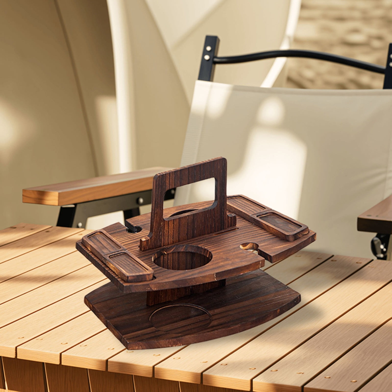 Portable Picnic Table Wooden Picnic Table with Glass Holder Small Beach ...