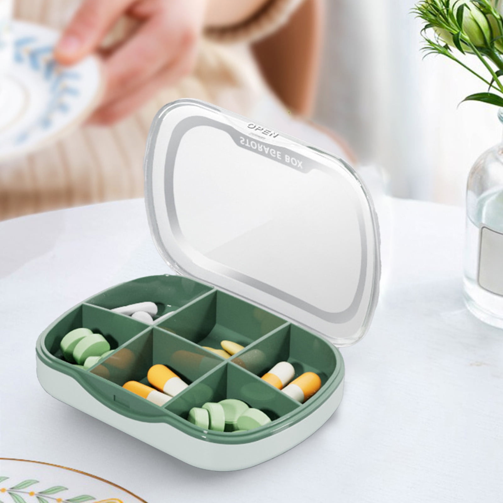 Portable Pill Organizer Case | 6 Compartment Medication Storage ...