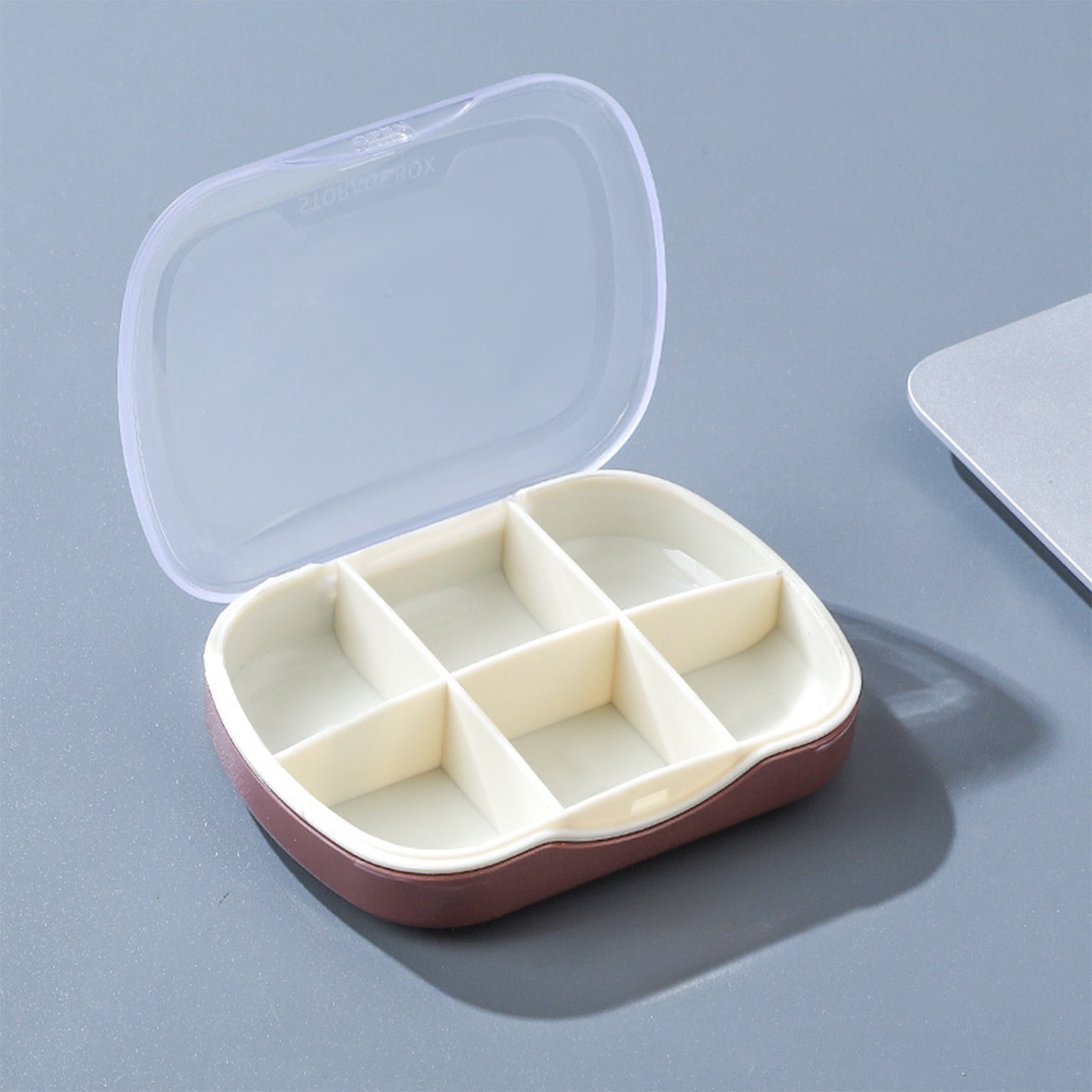 Portable Pill Organizer Medication Box 6-Compartment Travel-Friendly ...