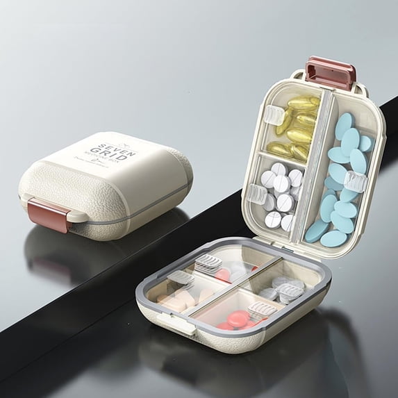 Portable Pill Organizer, Pill Box with 7 Compartments, Daily Medicine ...