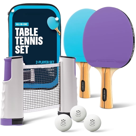 Portable Ping Pong Set with Retractable Ping Pong Net for Any Table ...