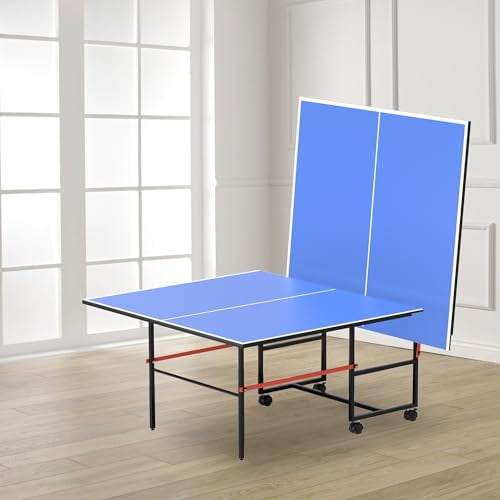 Portable Ping Pong Table, Mid-Size Foldable Table Tennis Table w/Net, 2 ...