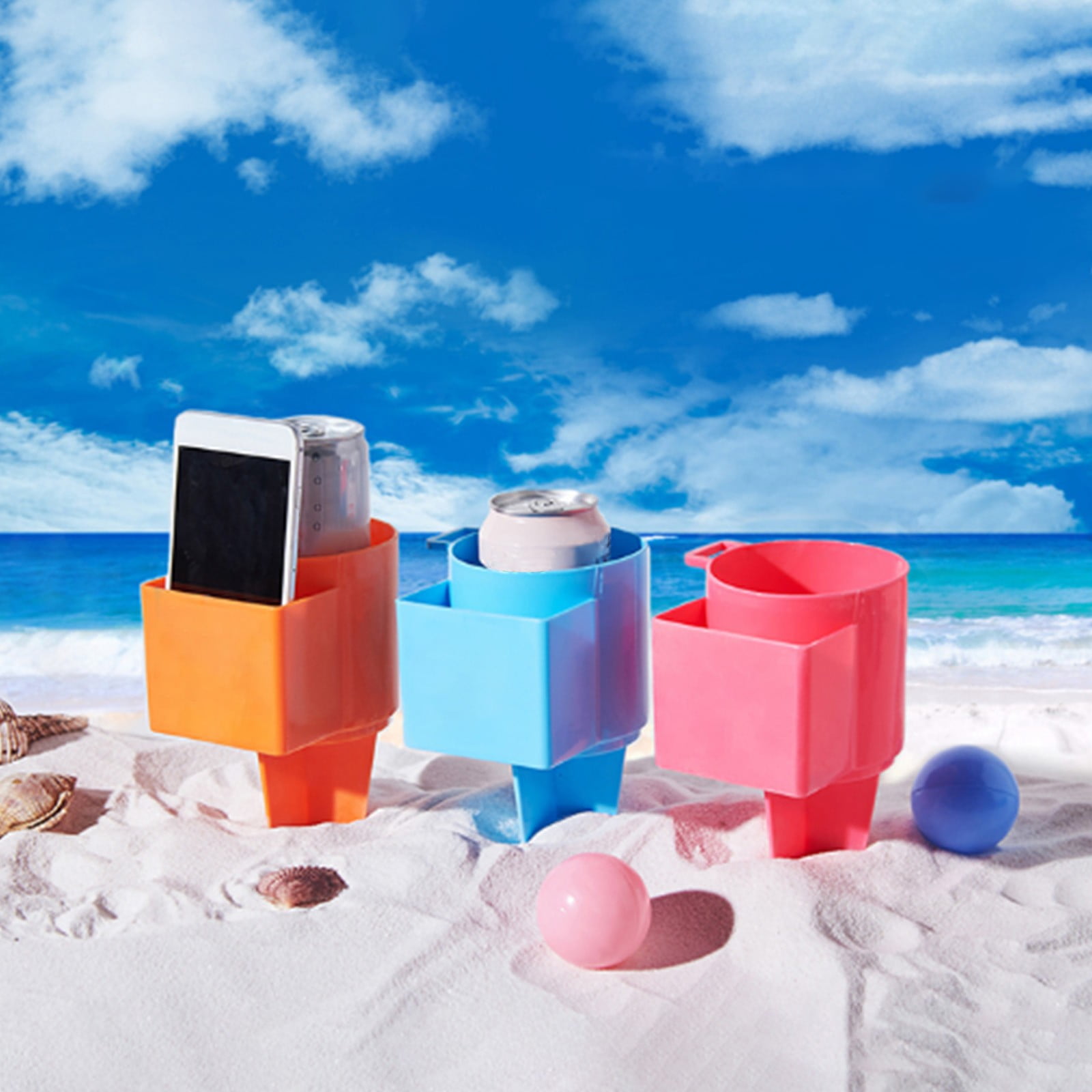 Portable Plastic Beach Cup, Beach Storage Tool, Leakproof Design ...