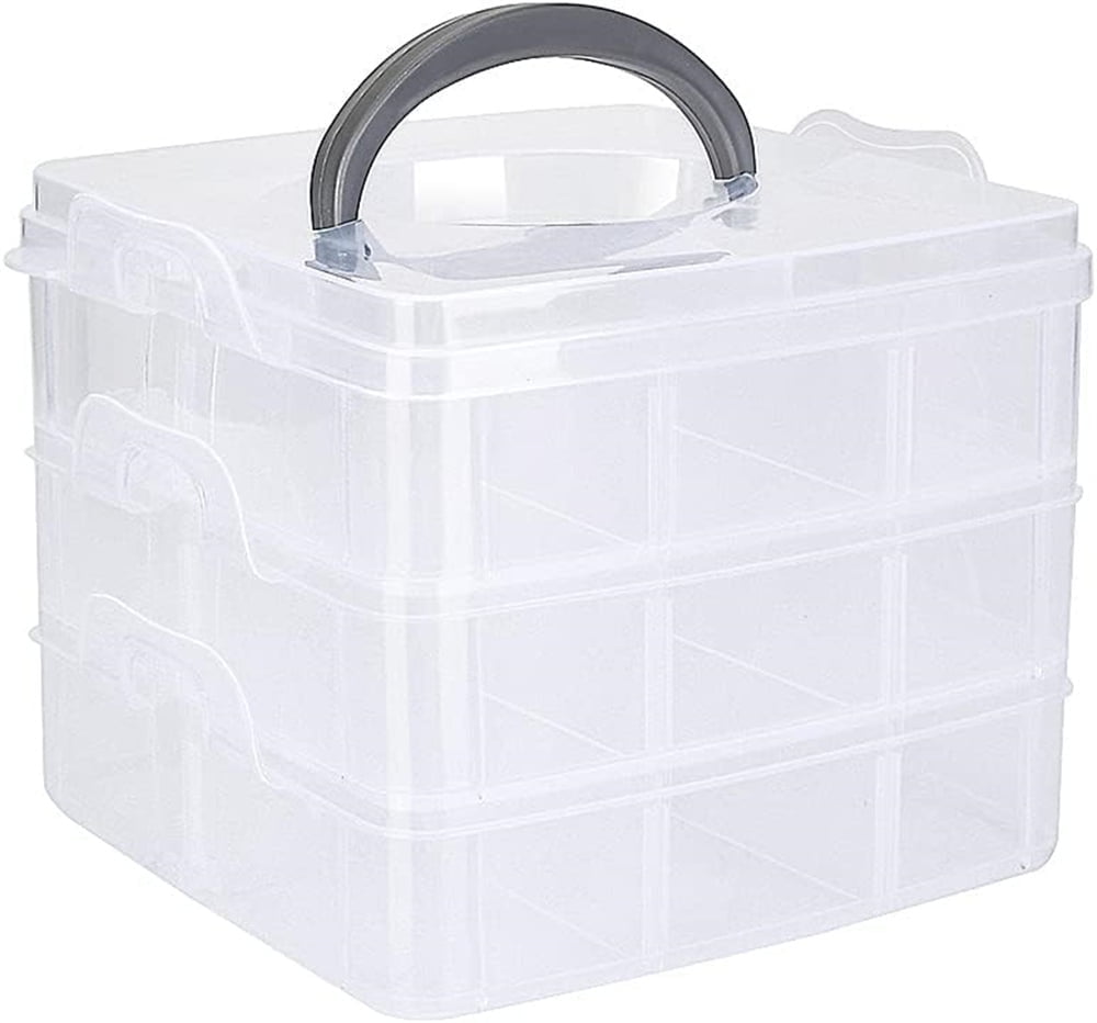Portable Plastic Beads Storage Box,3 Layer Craft Storage Case,Snap-Lock ...