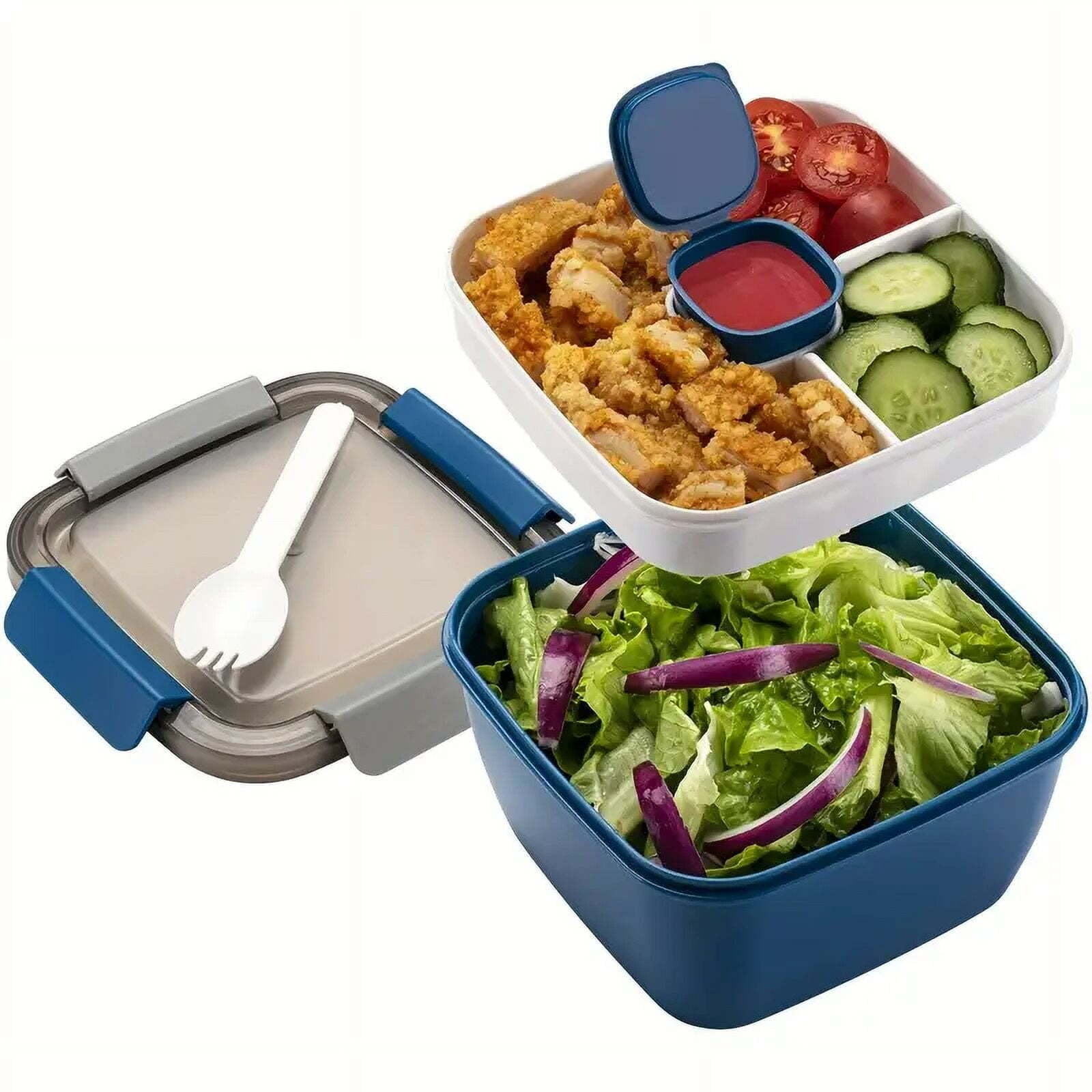 Portable Plastic Bento Box & Salad Bowl Combo Q - Walmart.com