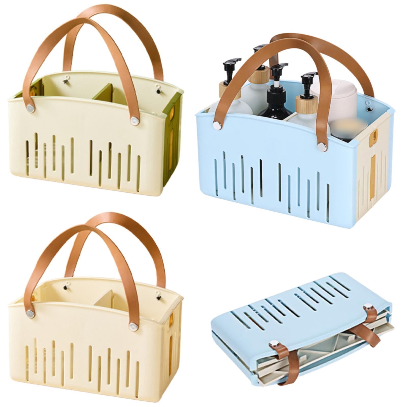 Portable Plastic Shower Caddy Collapsible with Handles & Removable ...