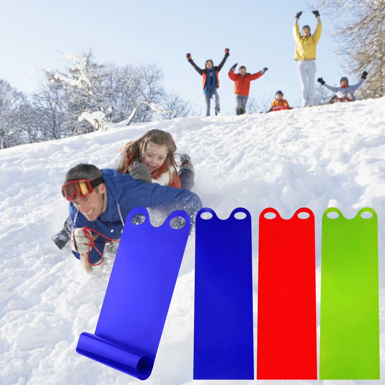 Portable Plastic Sled, Extra Thick Roll-Up Snow Sled, 54x16.5in ...