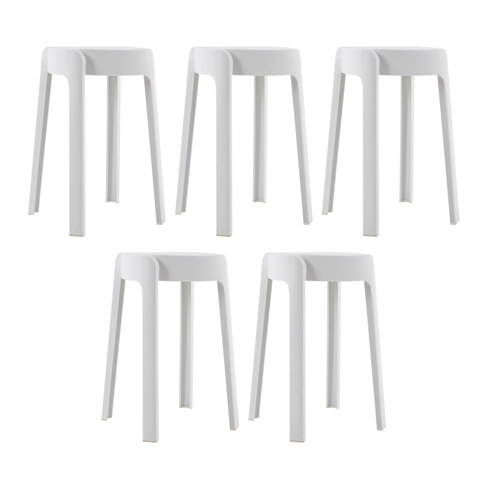 Portable Plastic Stackable Stools,18" Nesting Stackable Stool White Plastic Stools Backless Bar ...